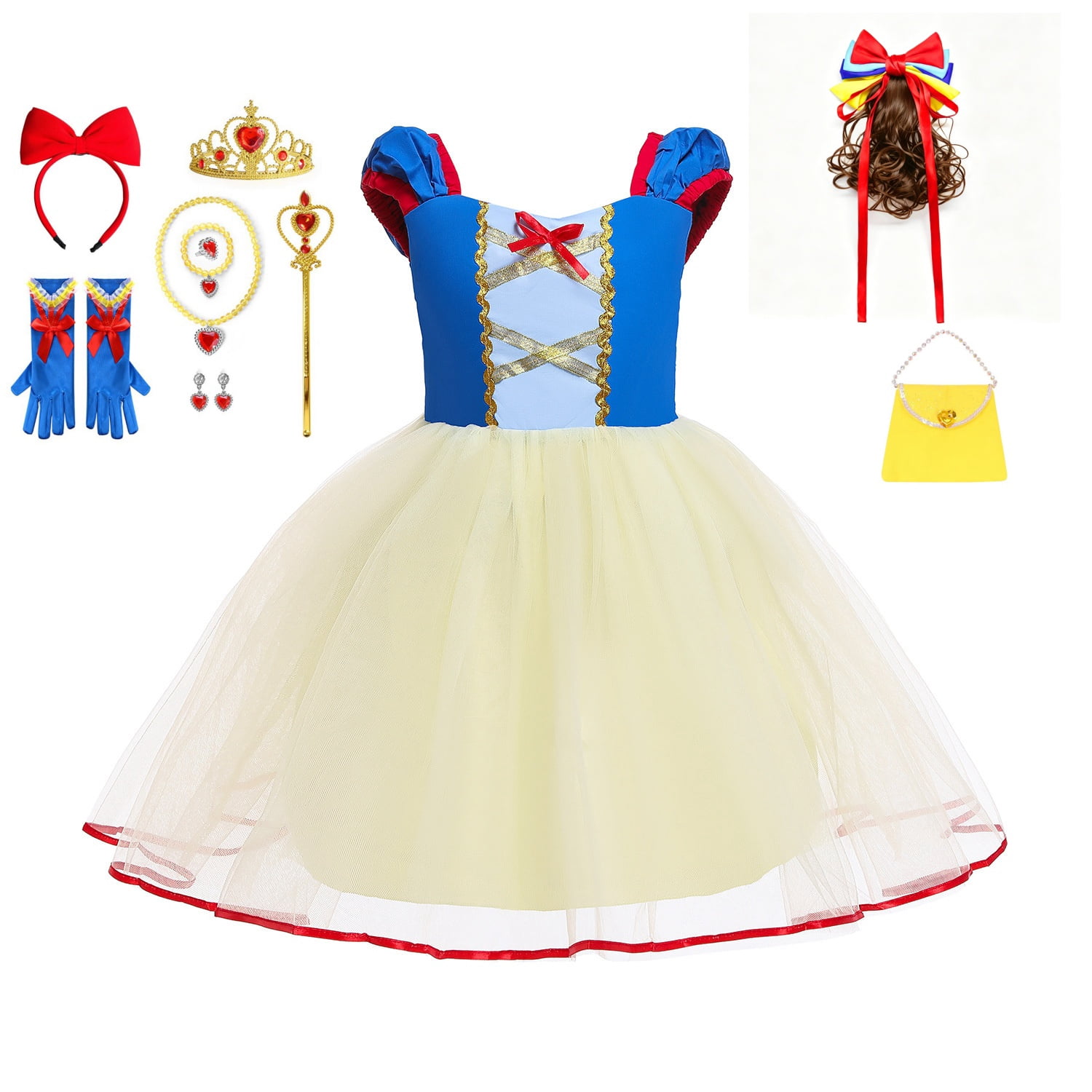 13Pcs Girls Elastic Waist Backless Princess Dress Costume with ...