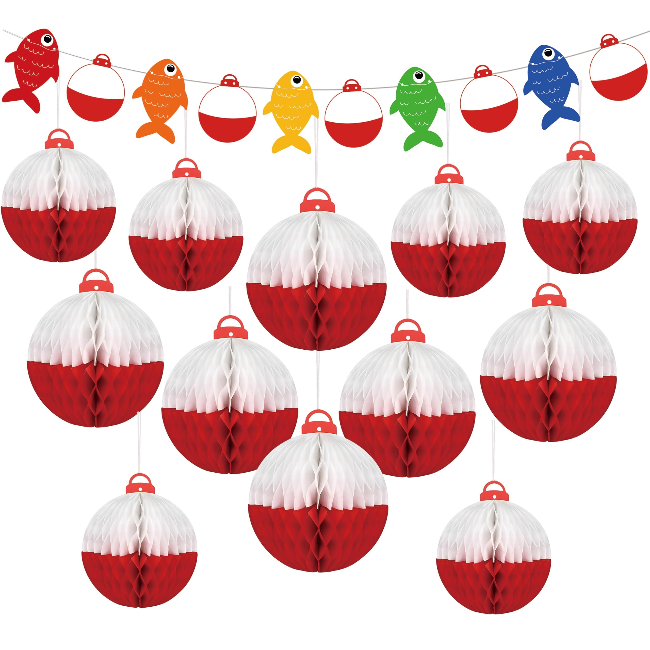 13Pcs Gone Fishing Paper Honeycomb Ball & Fish Banners Party ...