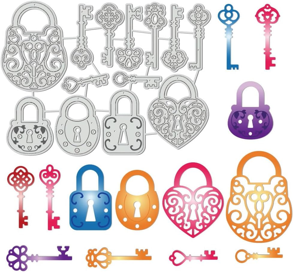 13Pcs Heart Lock Key Metal Cutting Dies Stencils for Card Making Paper ...