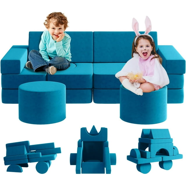 Wanan 13Pcs Children's Friendly Customizable Kids Couch, Toddler Sofa ...