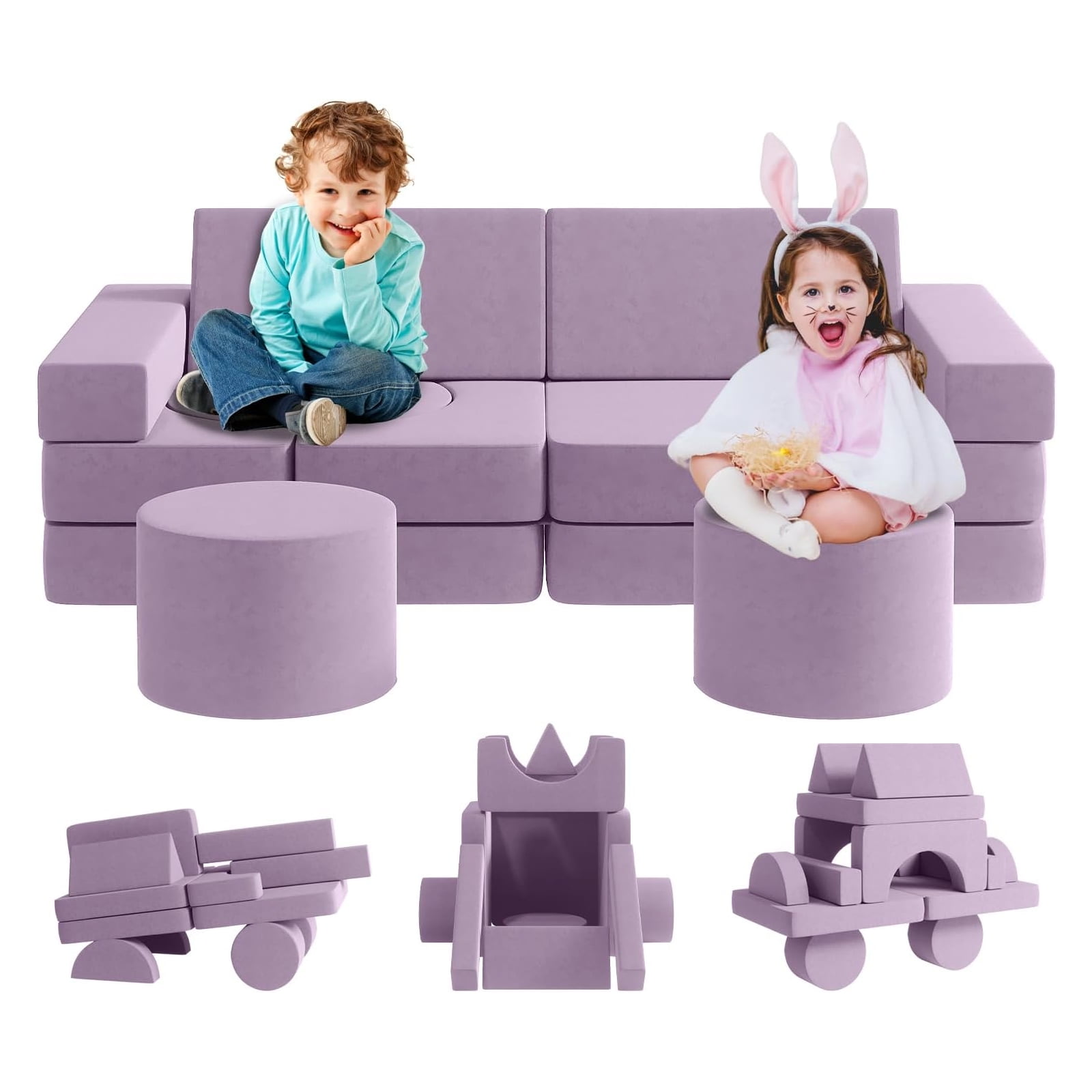 Wanan 13Pcs Kids Couch, Customizable Size, Children's Friendly, Toddler ...