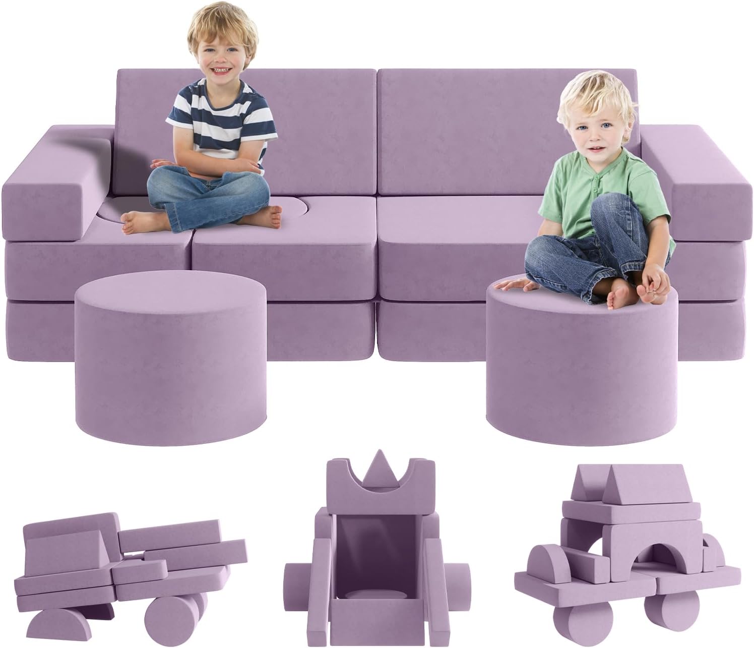 Keet Plush Kids Sofa with Accent Pillows - Pink - Walmart.com