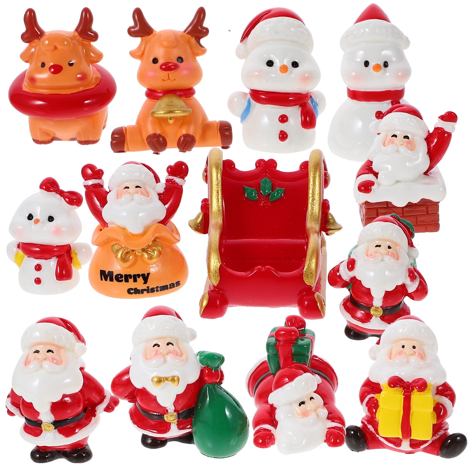 13Pcs Miniature Christmas Figures Christmas Resin Santa Claus ...