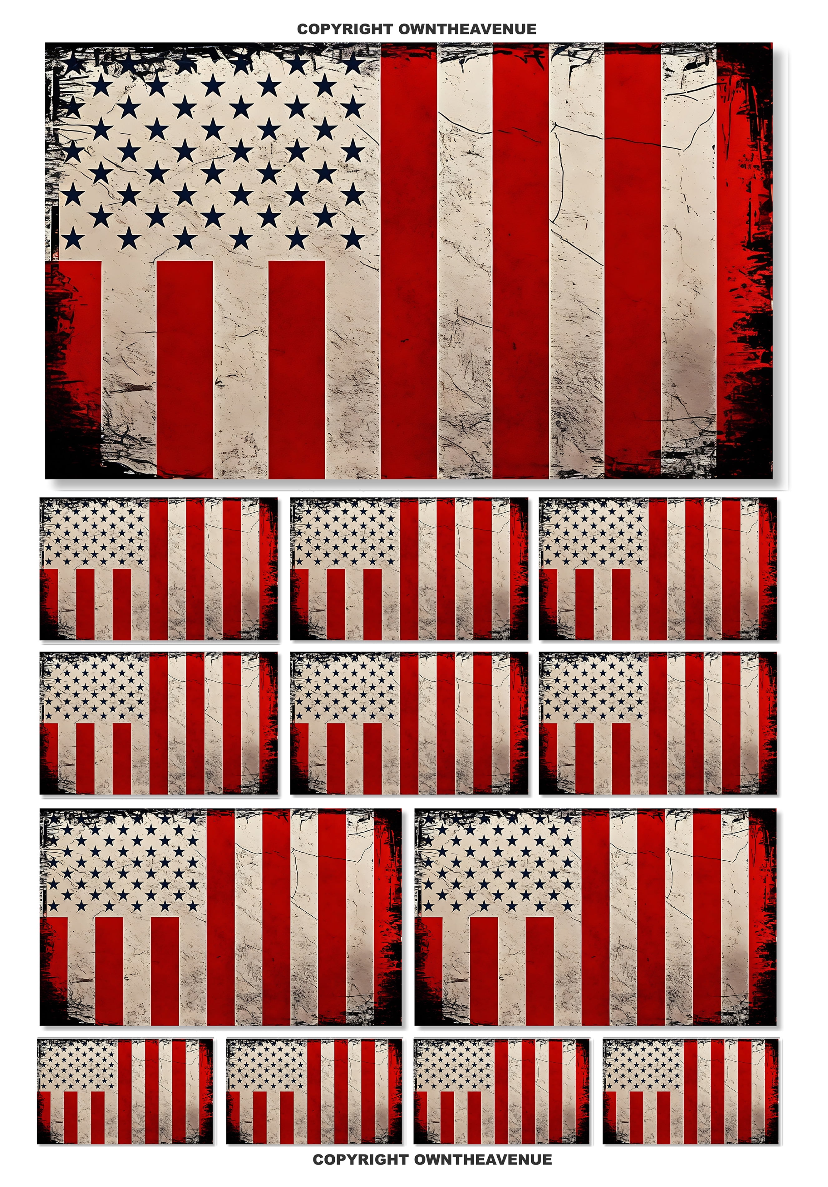 13Pcs Pack Tattered Distressed Civil Peace Flag Assorted Vinyl Sticker ...
