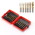 13Pcs Sae and Metric Tap Compound Drill Bits Kit Hex Shank Quick Change ...