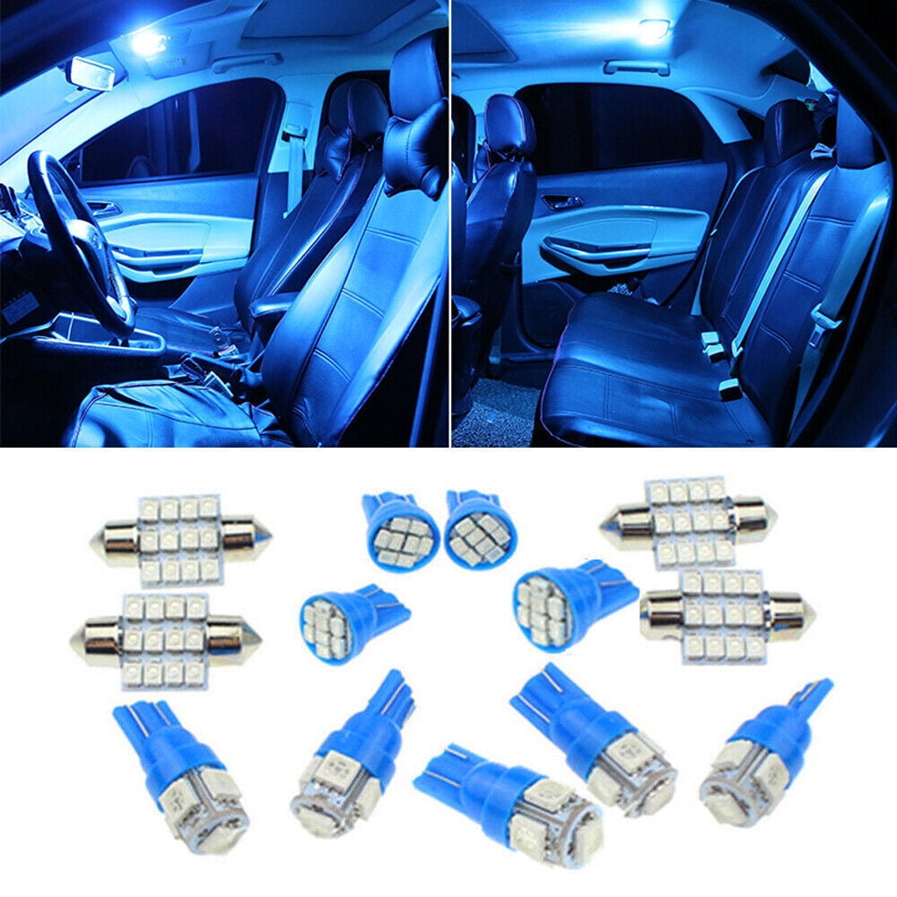 13Pcs T10 31mm Car LED Interior Lights Kit Ice Blue Dome Map License ...