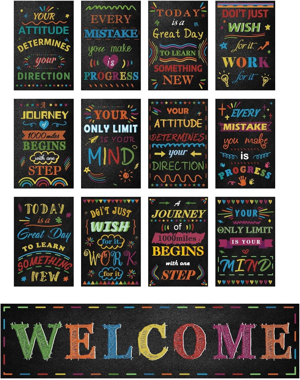 13Pcs Welcome Classroom Decoration Banner Posters Sign Bulletin Board ...