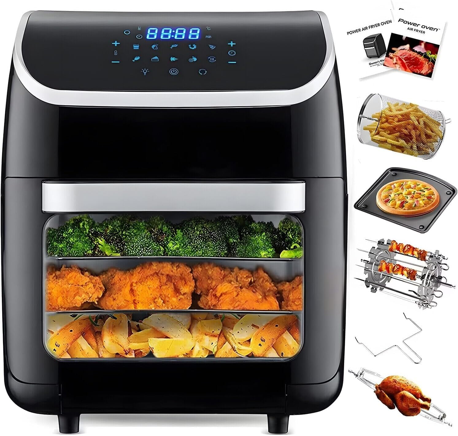 13QT Digital Air Fryer, 1800W Electric Air Fryer Toaster Oven, 10-in-1 ...