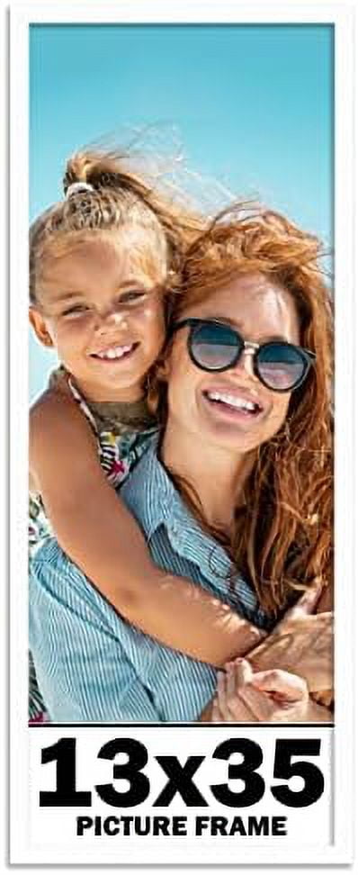 13X35 Frame White Solid Wood Picture Frame Includes UV Shatter Guard ...