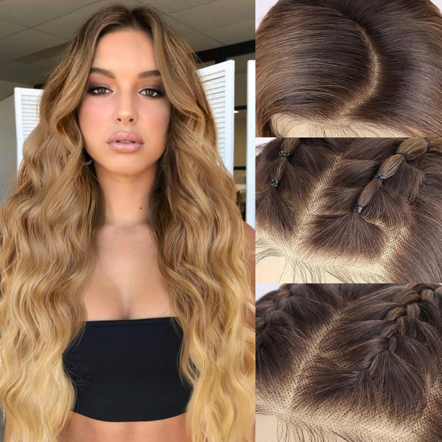 13X4 Ombre Brown Lace Front Wig with Highlight Synthetic Lace Front ...
