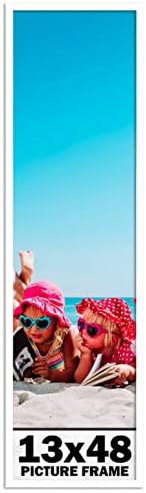 13X48 Frame White Solid Wood Picture Frame Includes UV Shatter Guard ...