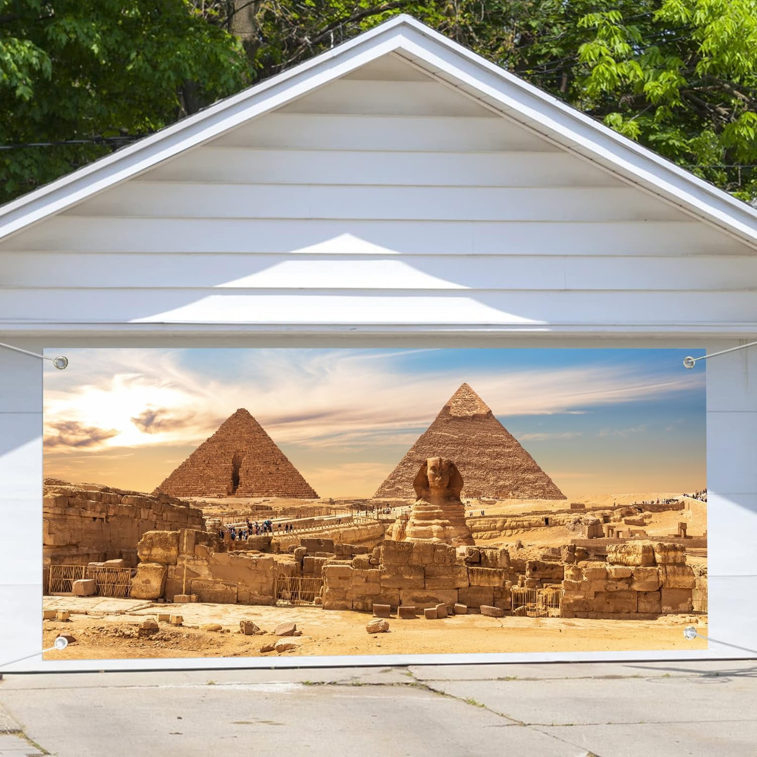 13X6 ft Egypt Garage Door Decoration Background Egyptian Pyramid Sphinx ...