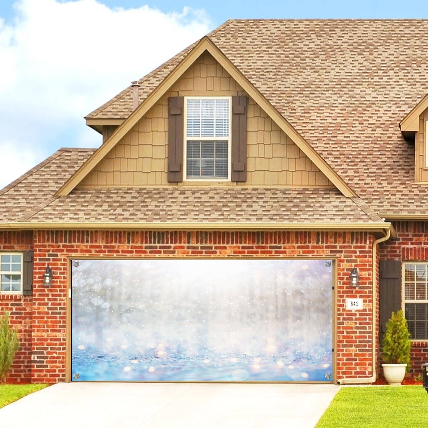 13X6 ft Winter Silver White Bokeh Photography Garage Door Background ...