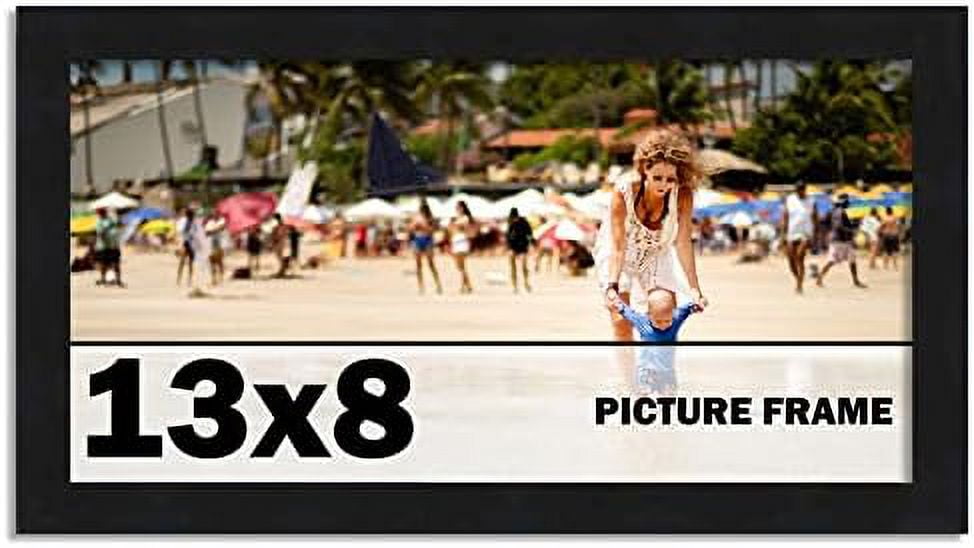 13X8 Frame Black Picture Frame - Complete Modern Photo Frame Includes UV Guard Front, Acid Free ...