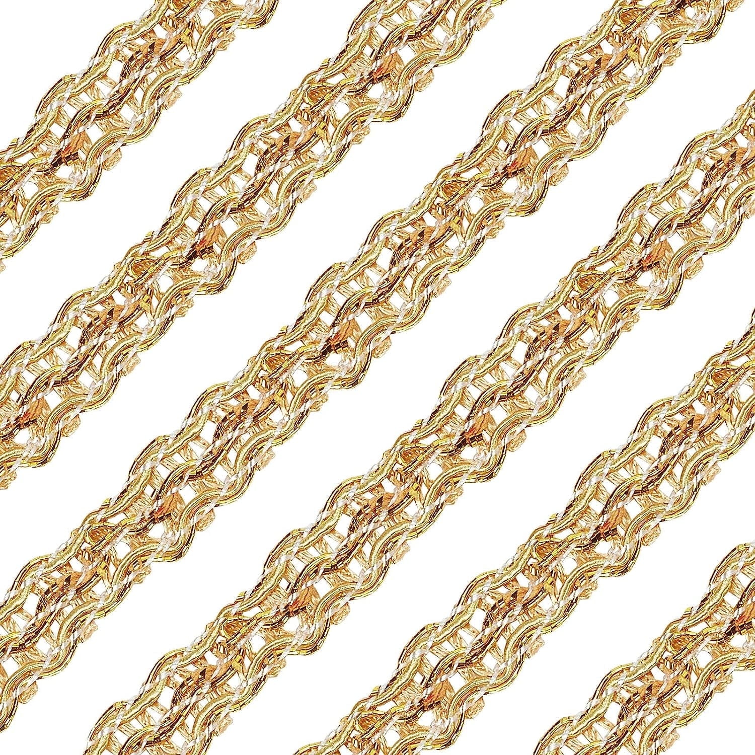 13Yard Grimp Braid Trim Polyester Golden Metallic Edge Woven S Wave ...