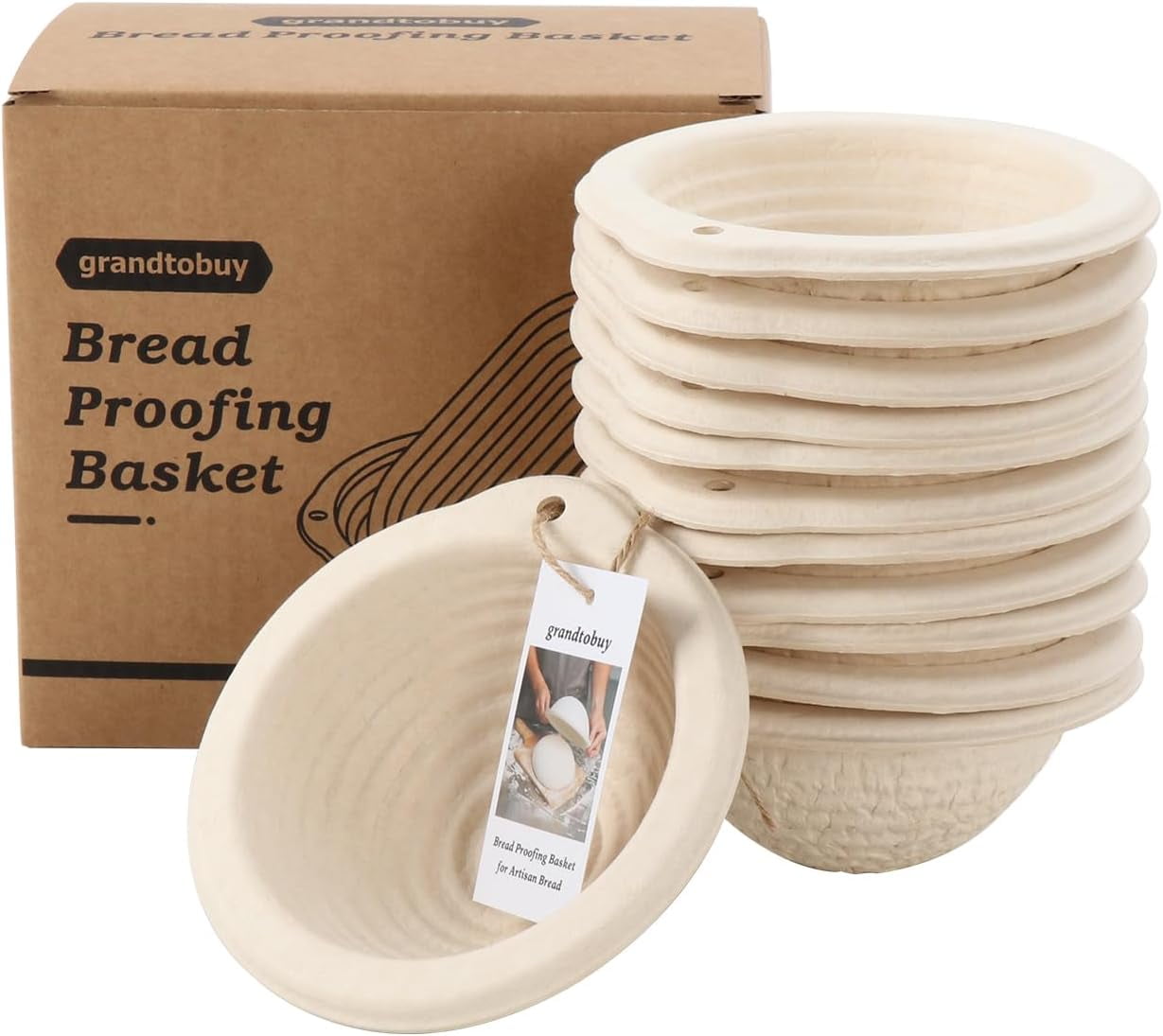 13cm/5inch Mini Sourdough Banneton Round Pulp Bread Proofing Basket Set ...