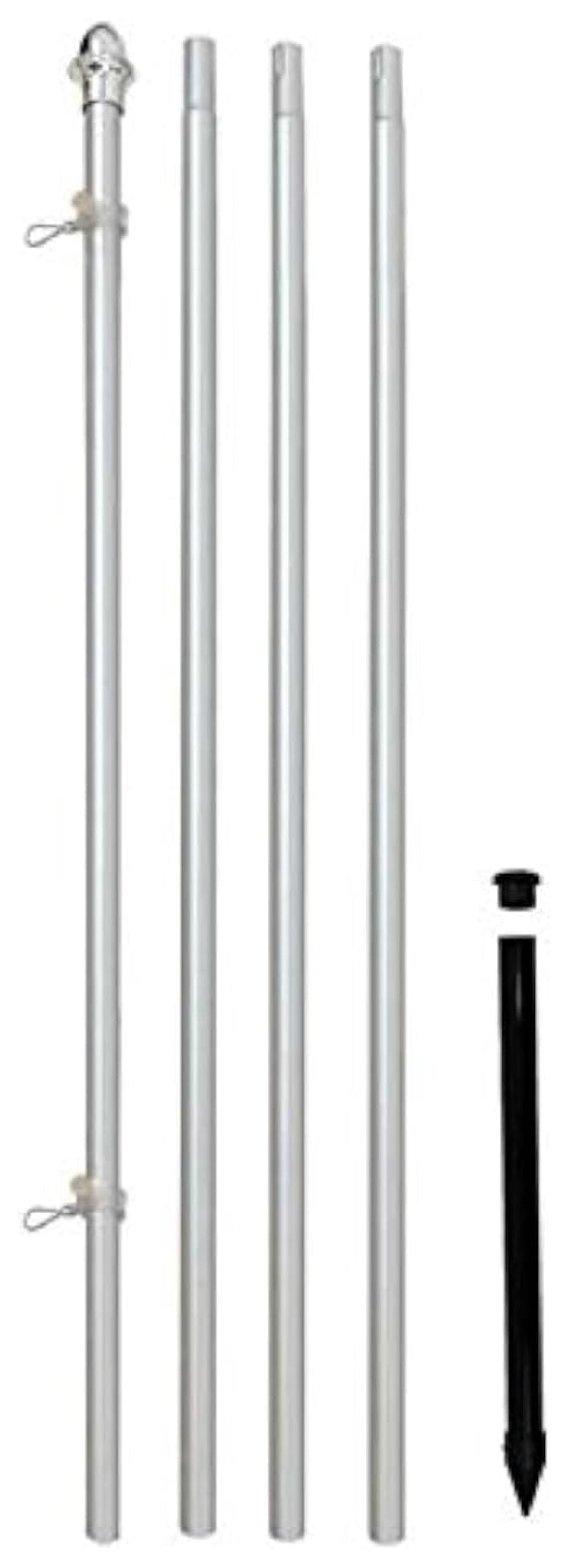 13ft Aluminum (Silver) Outdoor Pole with Ground Spike - Walmart.com