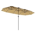 13ft Double-Sided Patio Umbrella with Solar Lights, Khaki - Large ...