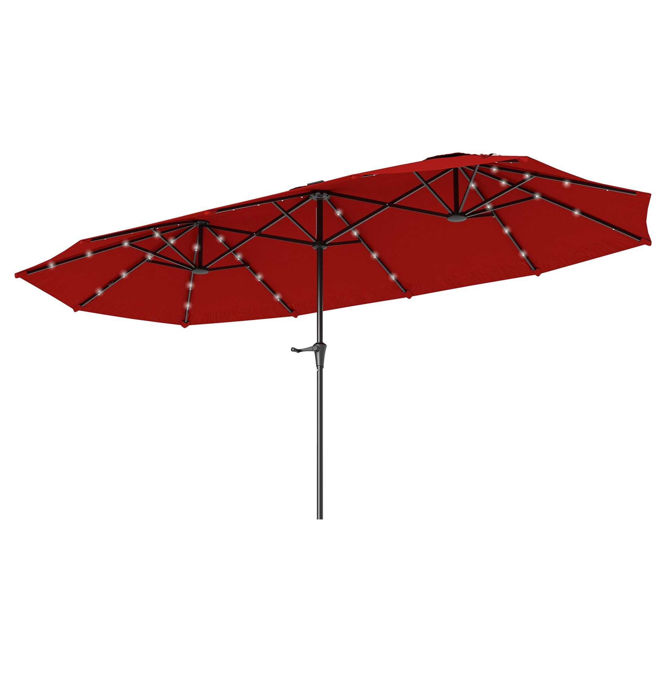 13ft Double-Sided Patio Umbrella with Solar Lights, Wine Red - Large ...