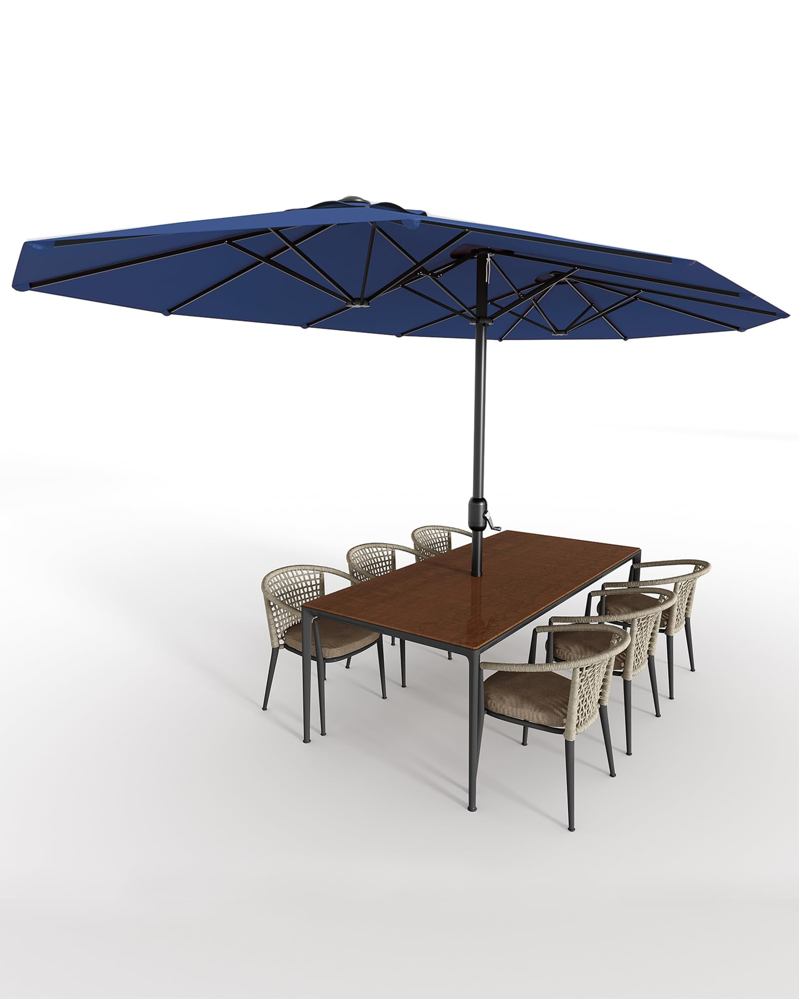 13ft Large Patio Umbrella, Outdoor Double-Sided Rectangle Market ...