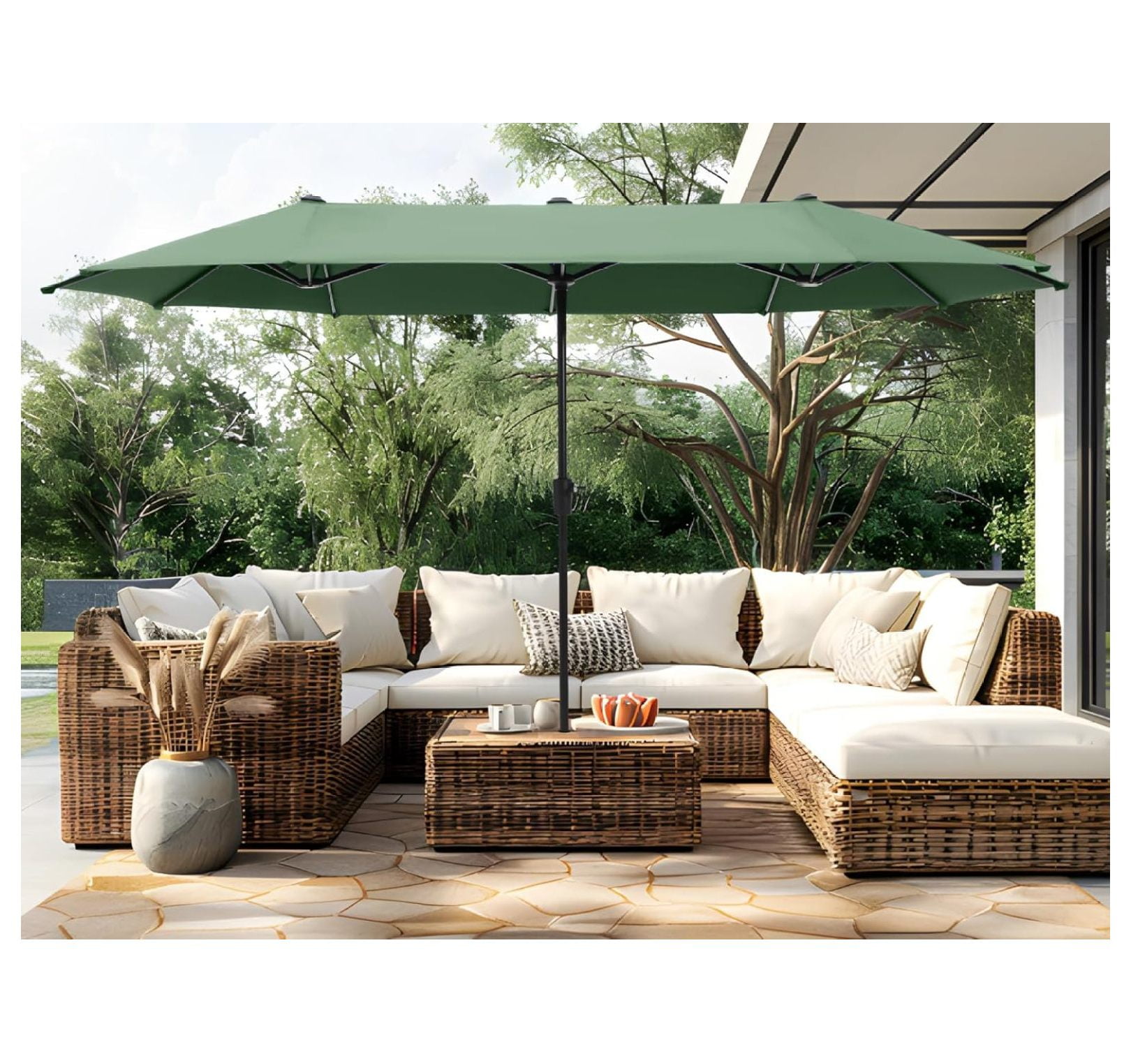 13ft Large Patio Umbrellas, Double-Sided Outdoor Rectangle Umbrella for ...