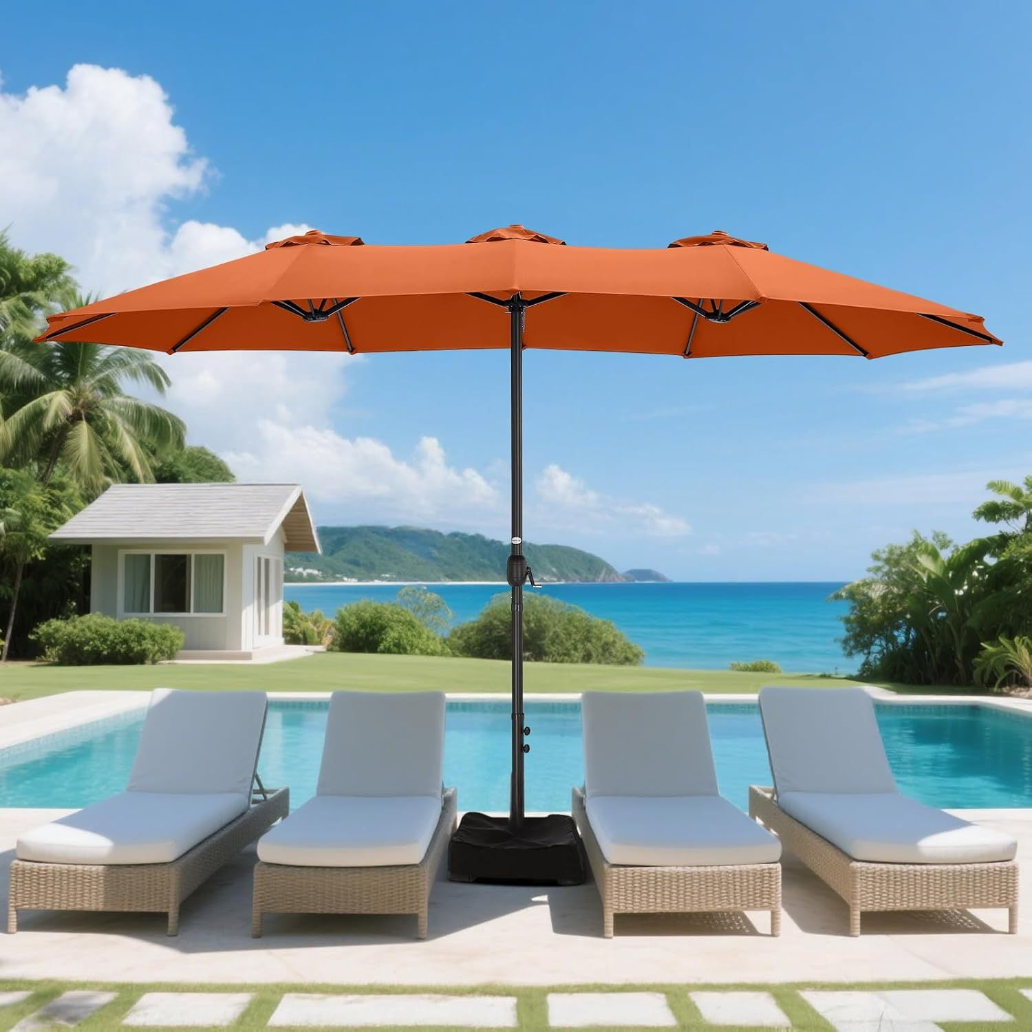 13ft Large Patio Umbrellas with Base Included, Rectangle Oversized ...