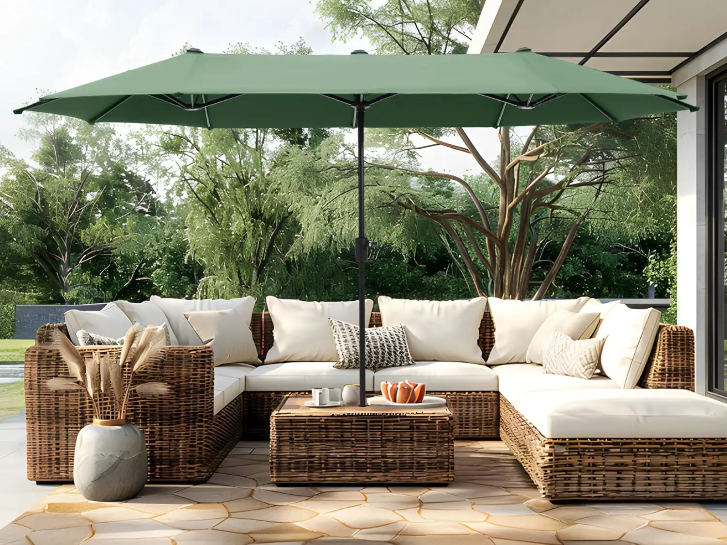 13ft Outdoor Market Umbrella Double-Sided Twin Large Patio Umbrella ...