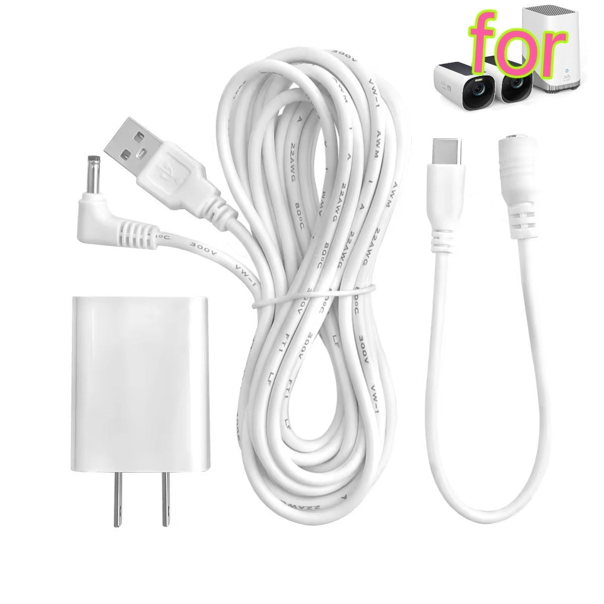13ft Power Adapter compatible with eufy Security eufyCam 3C/S300/3/S330 ...