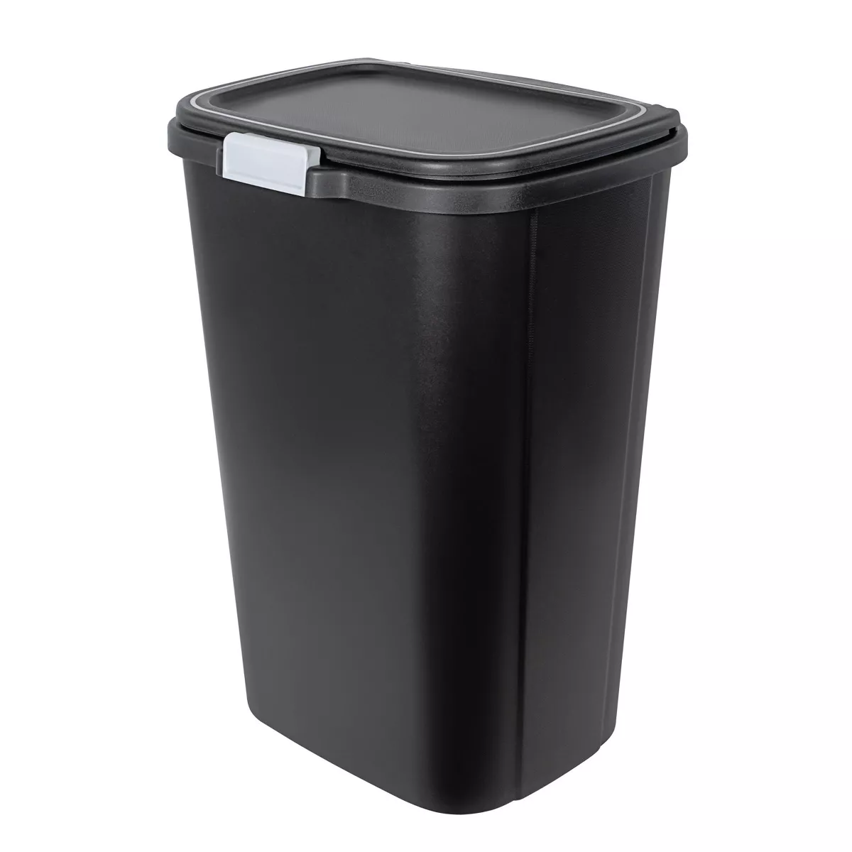 Hefty 13gal Odor Block Trash Can Black: Kitchen Touch-Top Garbage Can ...