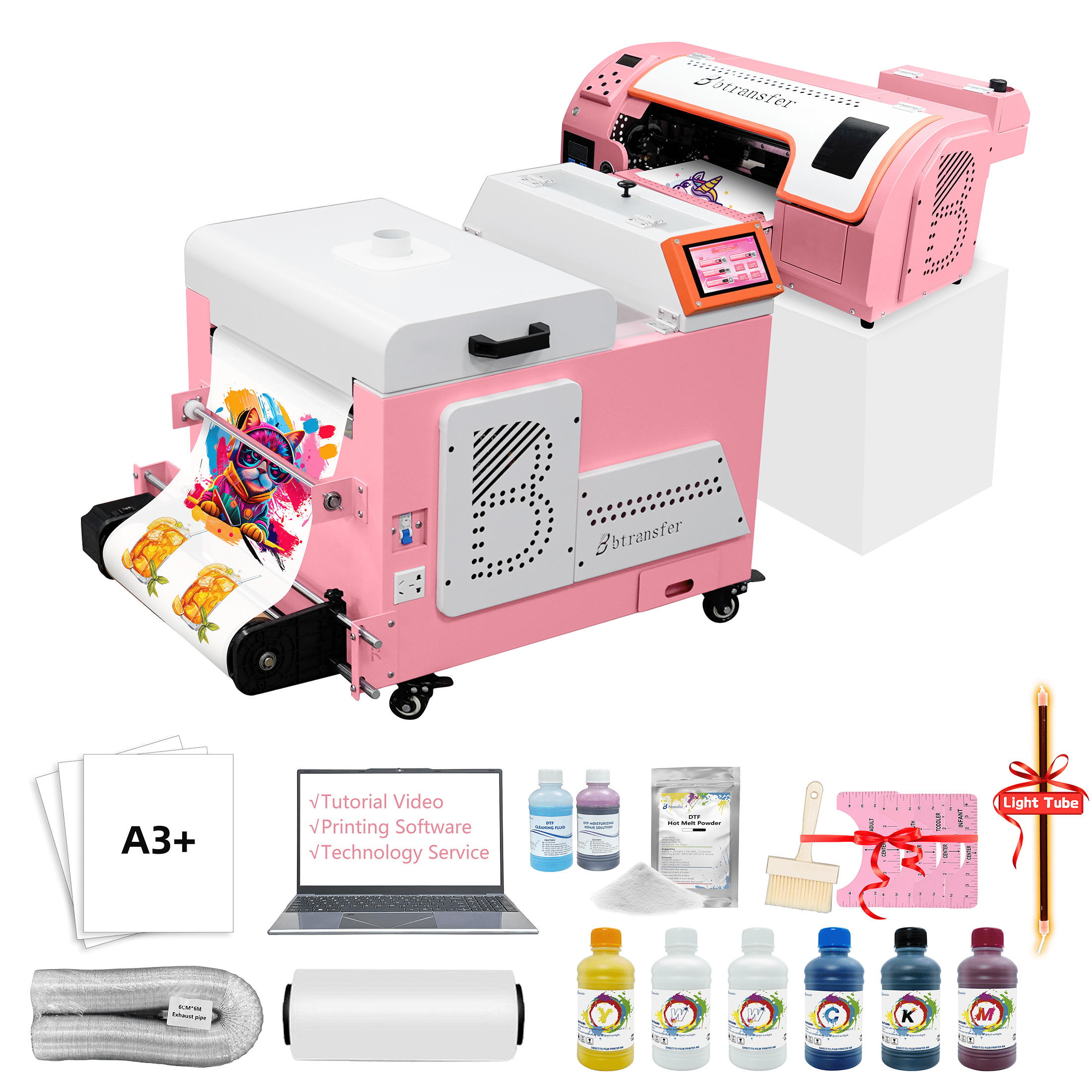 A3 M1630 Pro Auto-Maintenance&Cutter DTF Printer+Powder Shaker Dryer White Ink Circulation for T ...