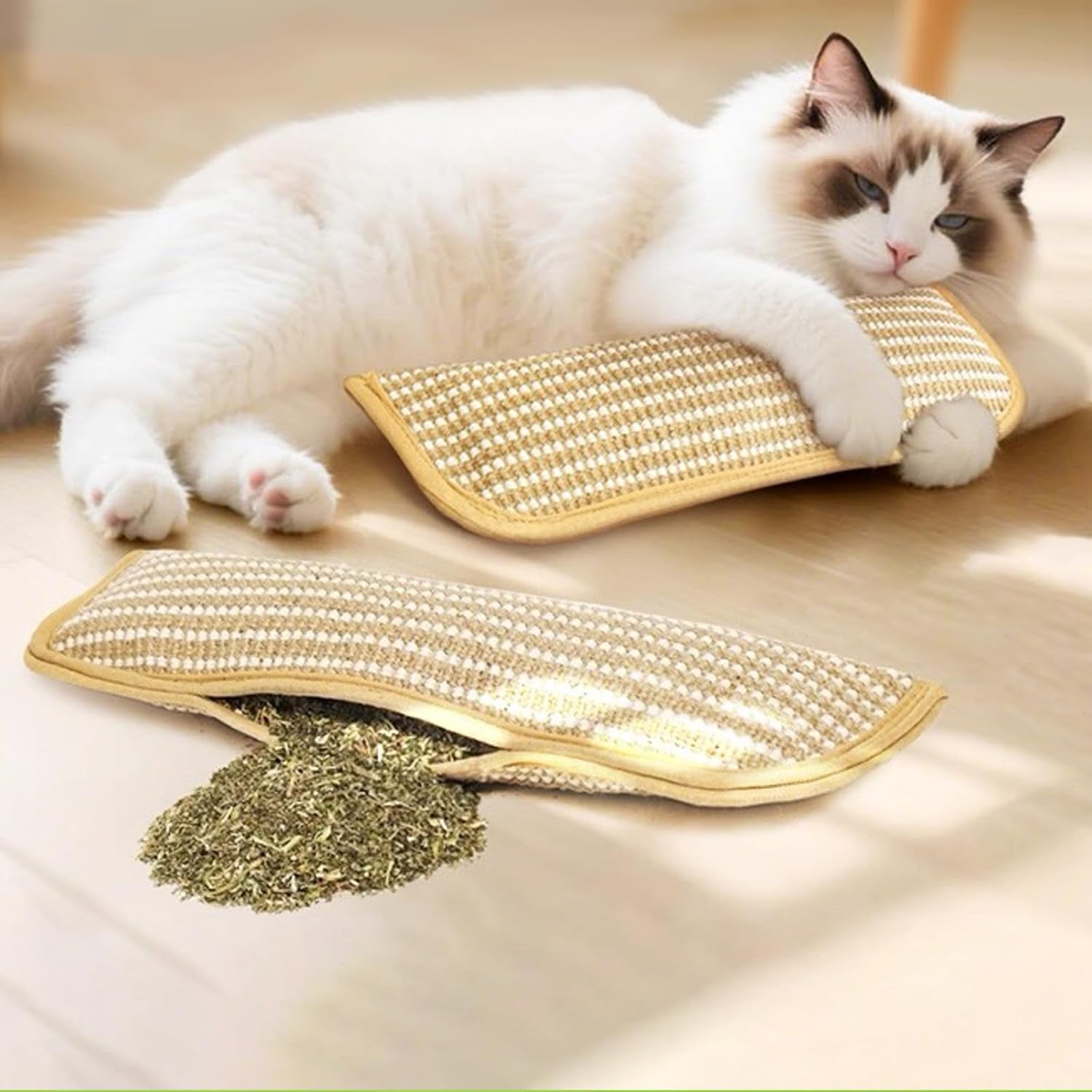 13in Catnip Pillows for Cats with Organic Catnip, Soft Chew Kicker Toy ...