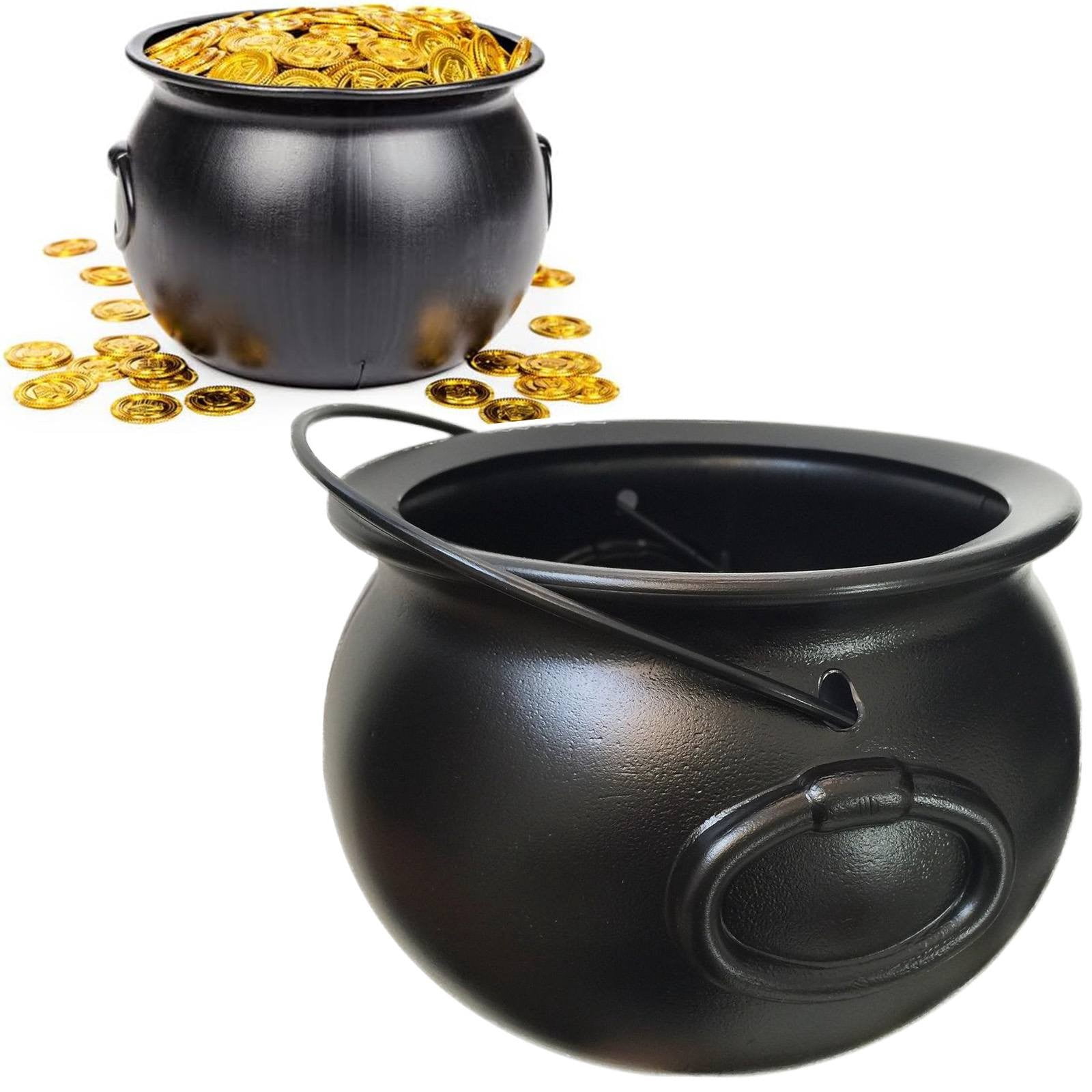 13in Large Plastic Cauldron, Black Witch Cauldron with Handle Halloween ...