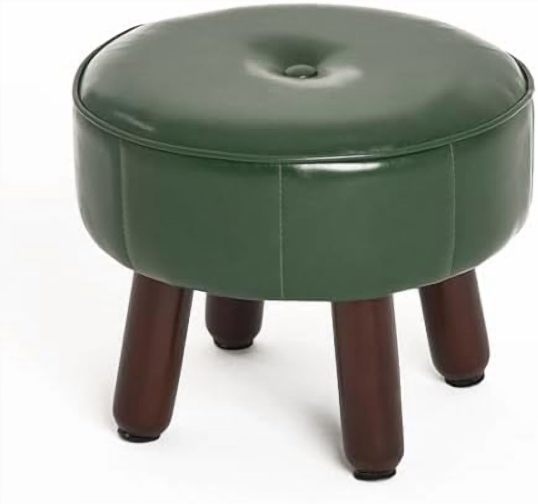 13in Small Foot Stool Ottoman, Round Faux Leather Foot Rest for Couch ...