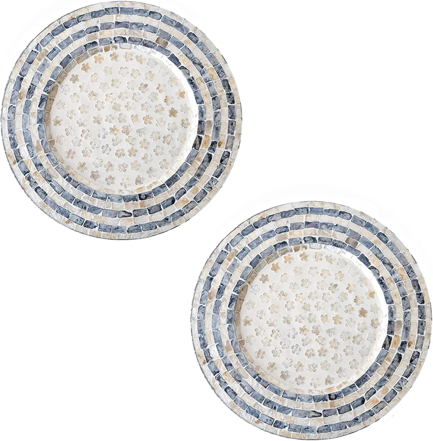13inch 2 Pack Mother of Pearl Decorative Plates Charger, Capiz Shell ...