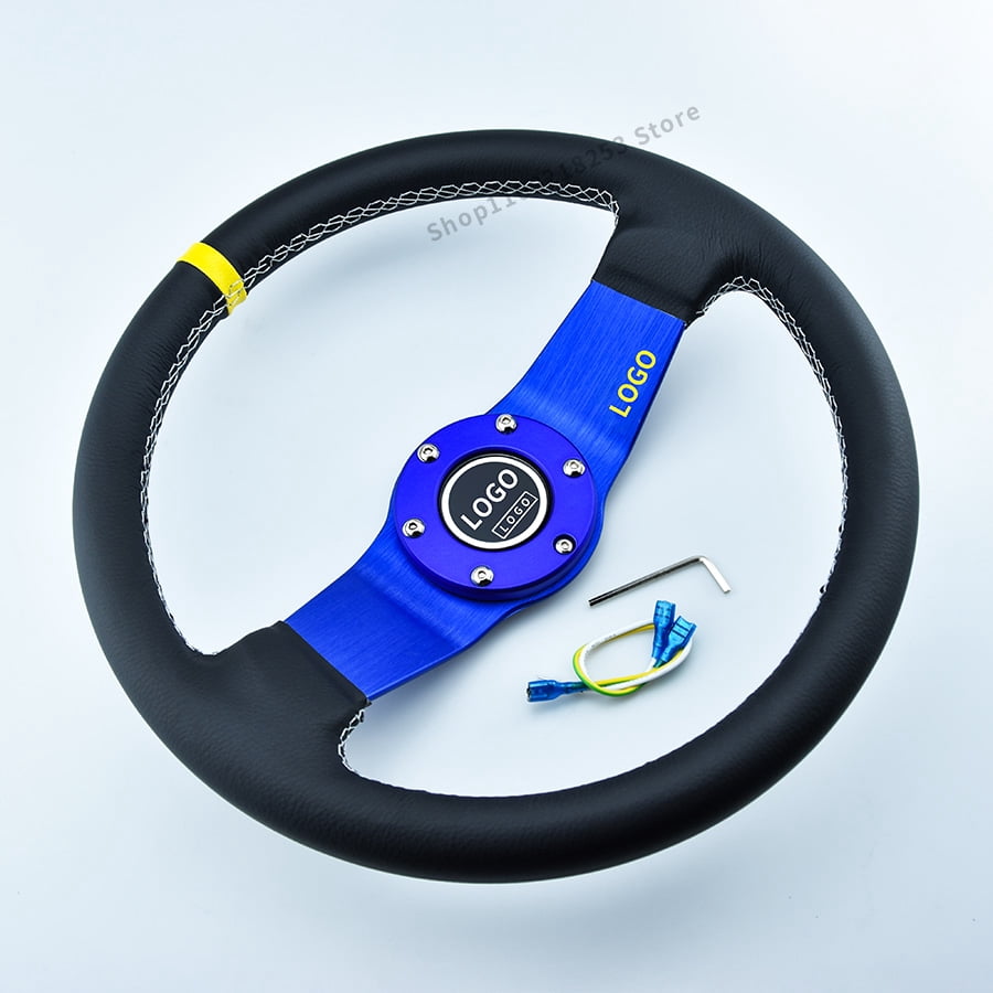 13inch/330mm Universal and Stylish Steering Wheel Blue Spoke Sport ...