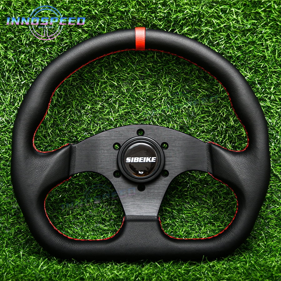 13inch Universal D Shape Racing Leather Flat Sim Sport Steering Wheel ...