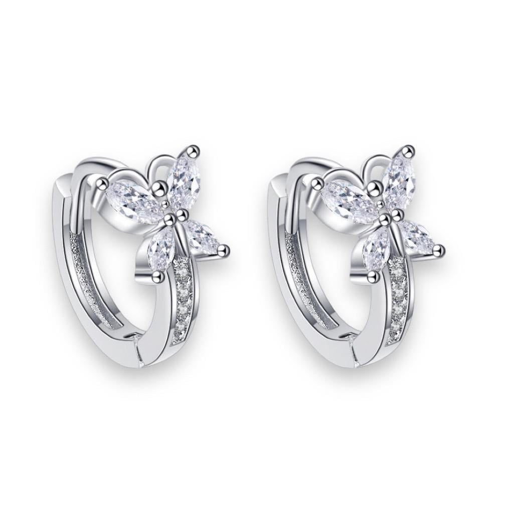13mm Small CZ Butterfly Hoop Earrings for Women - Walmart.com