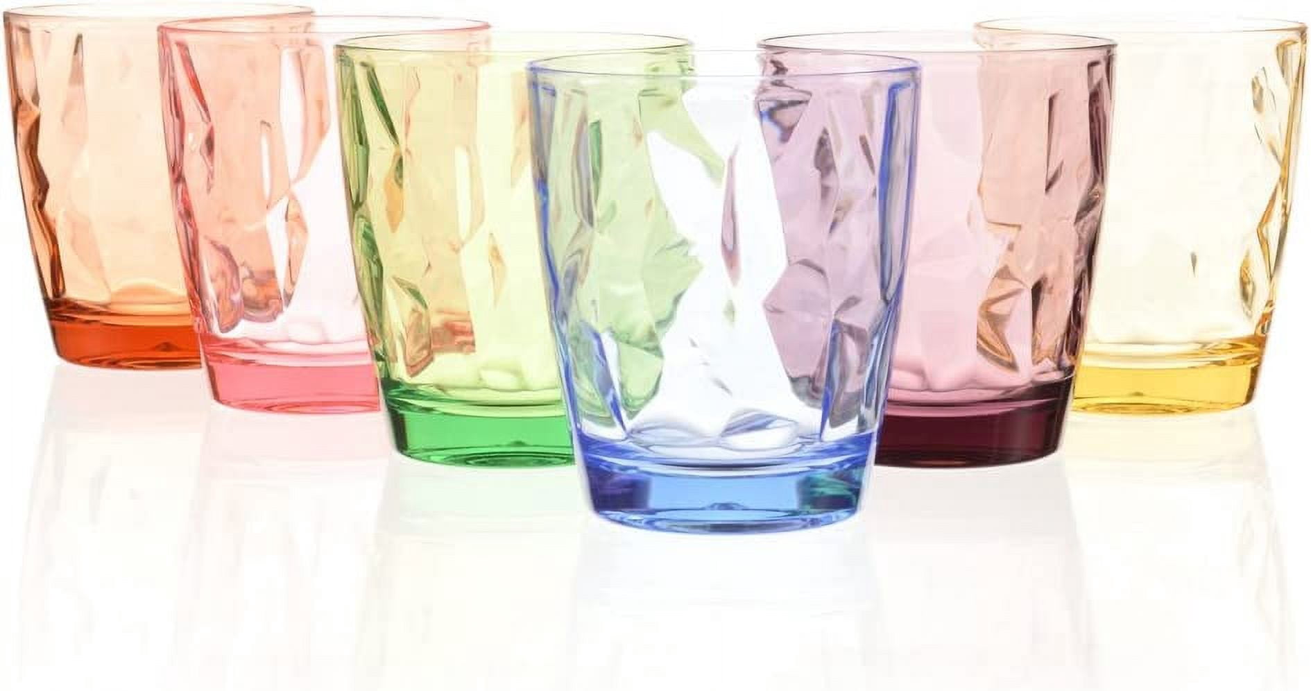 13oz drinking glasses set acrylic glassware for kids colored plastic ...