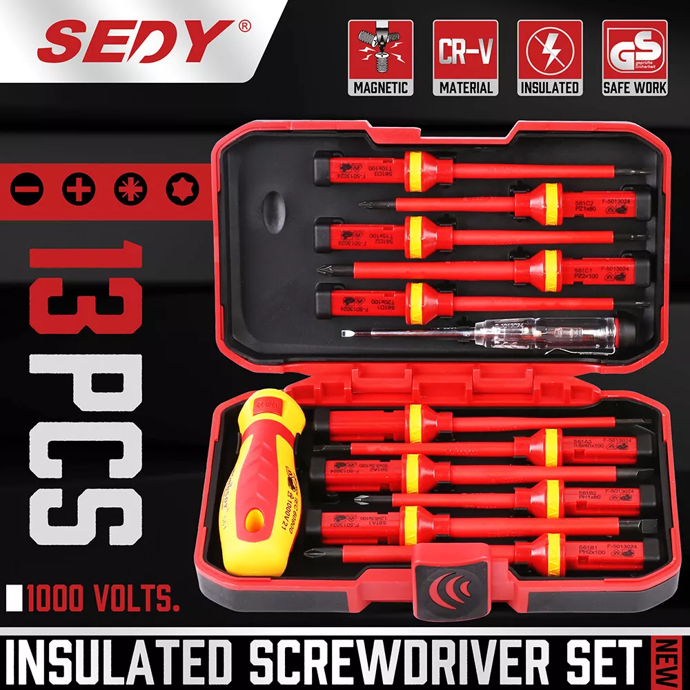 13pc Electrician Insulated Magnetic Screwdriver Set 1000V VDE & GS Certified Pro - Walmart.com