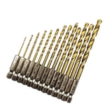 13pc HSS HIGH SPEED STEEL DRILL BIT SET HEX SHANK BITS - TITANIUM ...