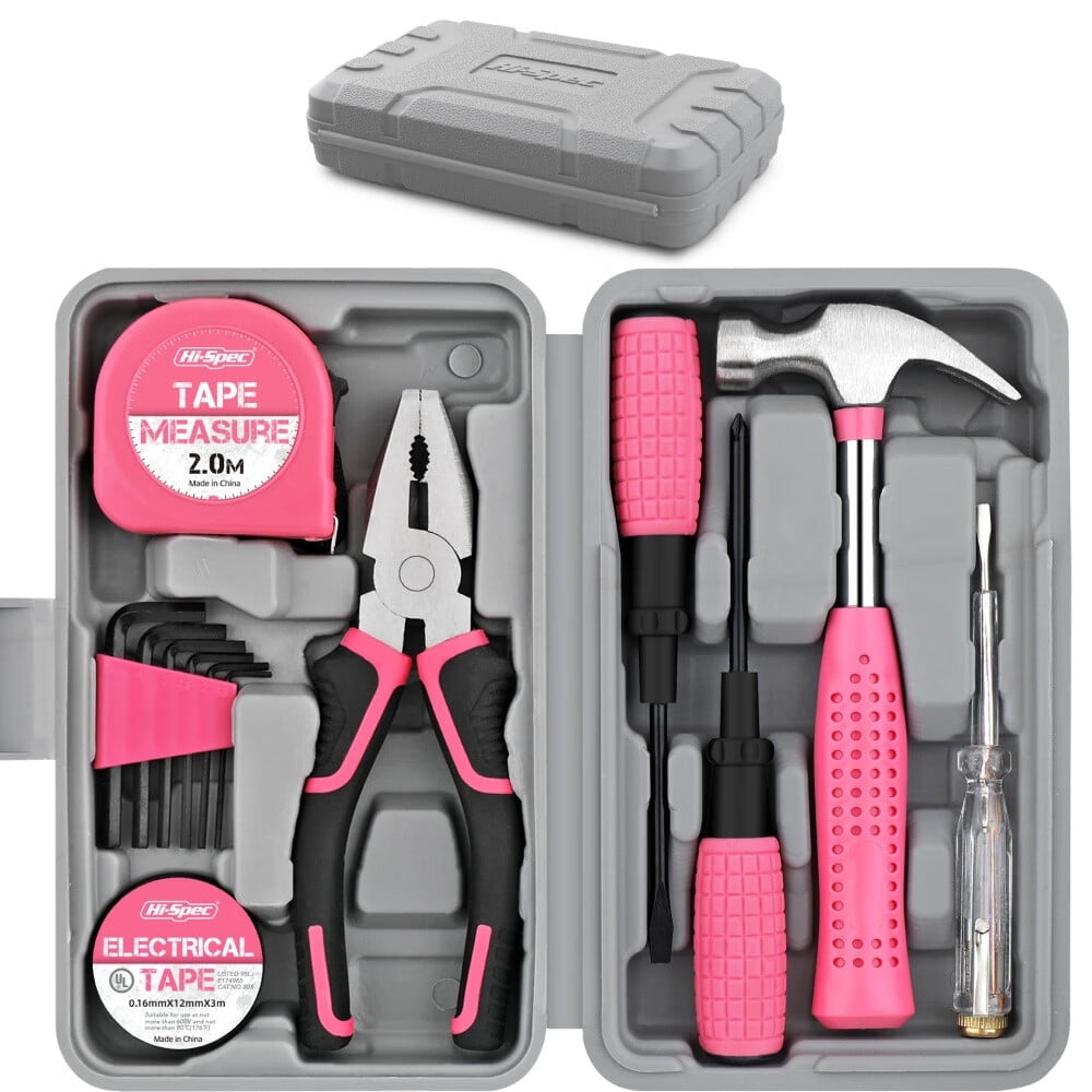 13pc Pink Small Compact Womens Ladies Hand Tool Kit Set for Home ...