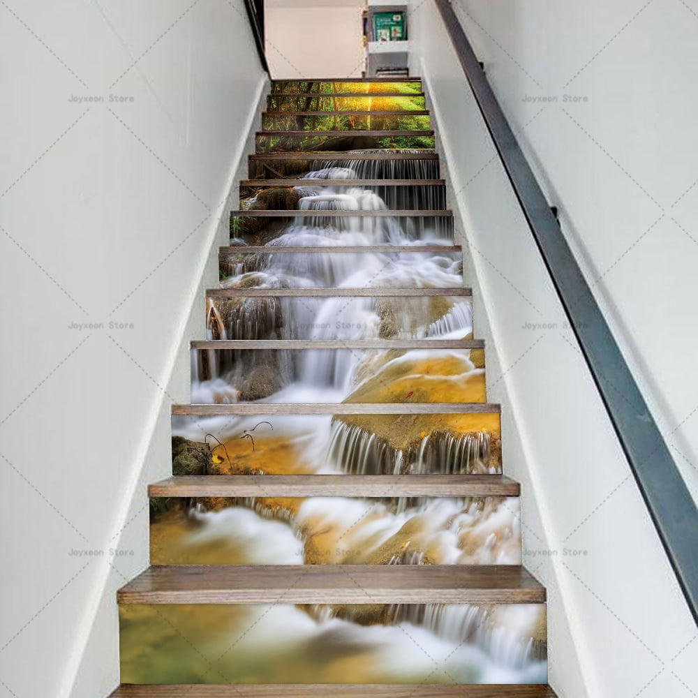 13pcs/6pcs Scenic Staircase Stickers Vinyl PVC Waterproof Staircase ...
