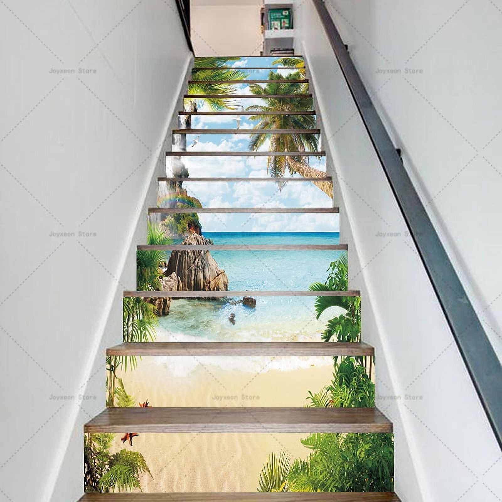 13pcs/6pcs Scenic Staircase Stickers Vinyl PVC Waterproof Staircase ...