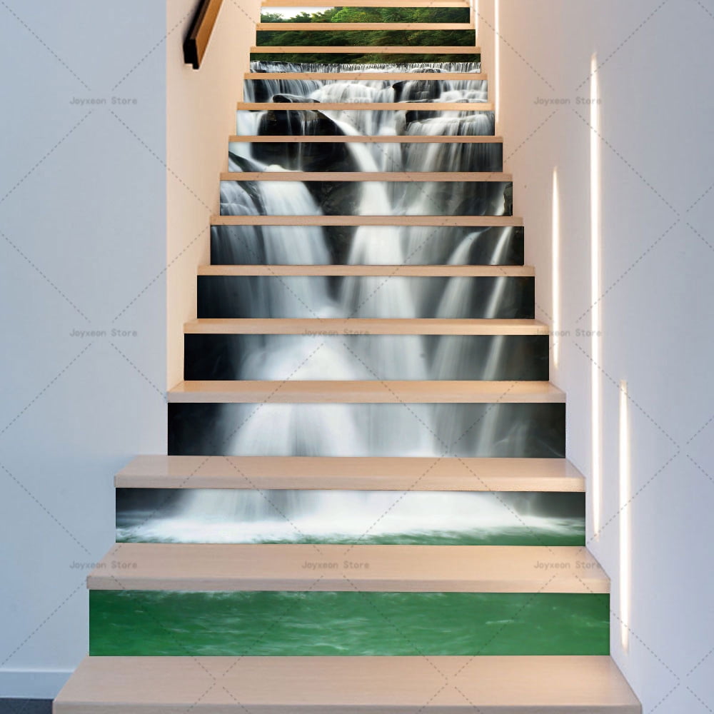 13pcs/6pcs Scenic Staircase Stickers Vinyl PVC Waterproof Staircase ...