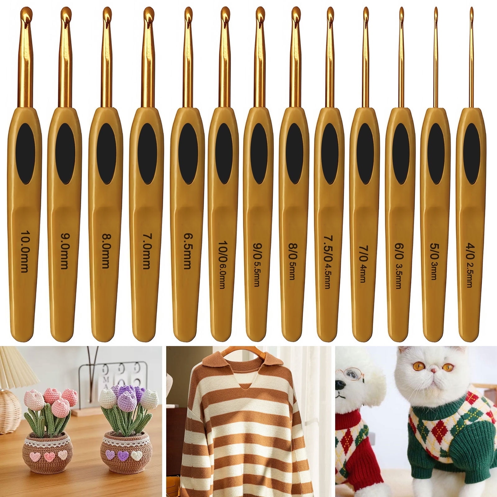 13pcs Aluminum Crochet Hooks Set, TSV Multi-Size Crochet Hook Kit for ...