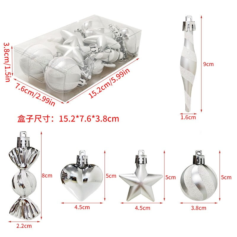 13pcs Christmas Ball Ornaments Gift Box Set - Colorful Painted Tree ...