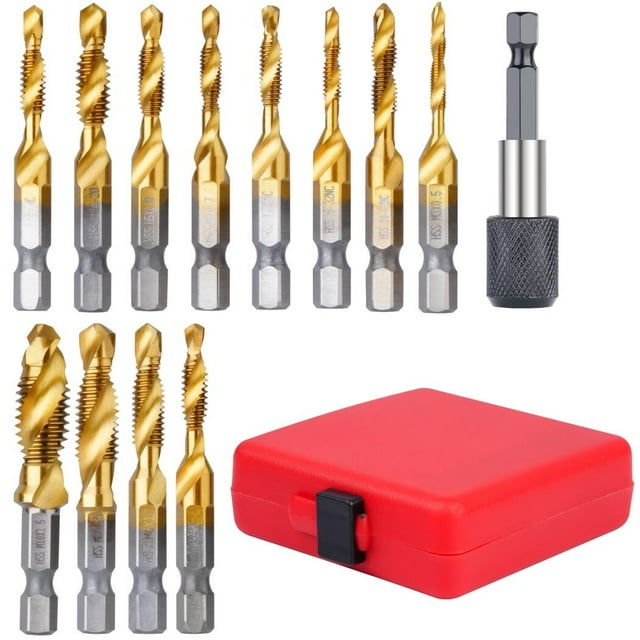 13pcs Drill Tap Bit Set, SAE/Metric Tap & Drill Bit Combination Set ...