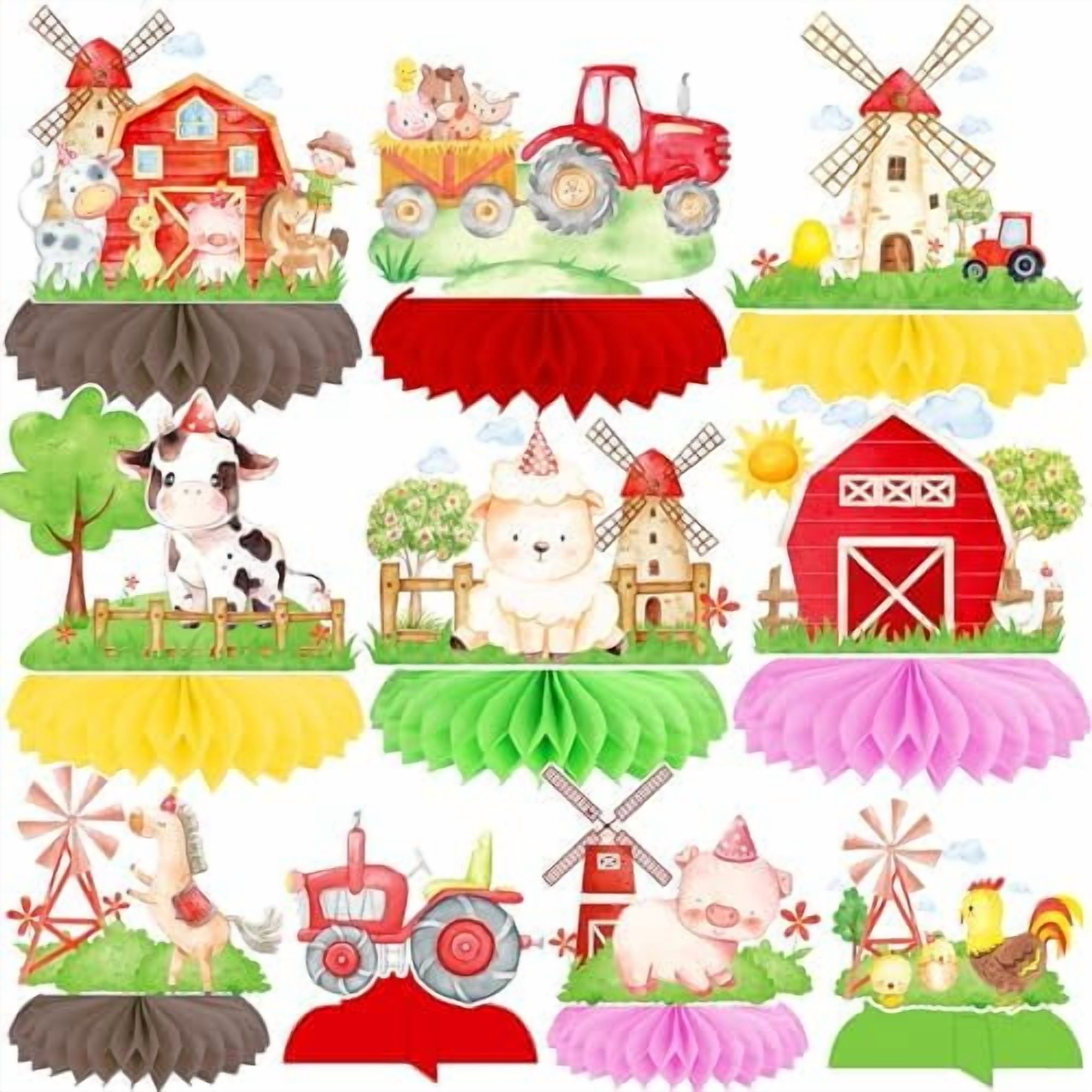13pcs Farm Animal Party Honeycomb Centerpieces Farm Themed Birthday ...