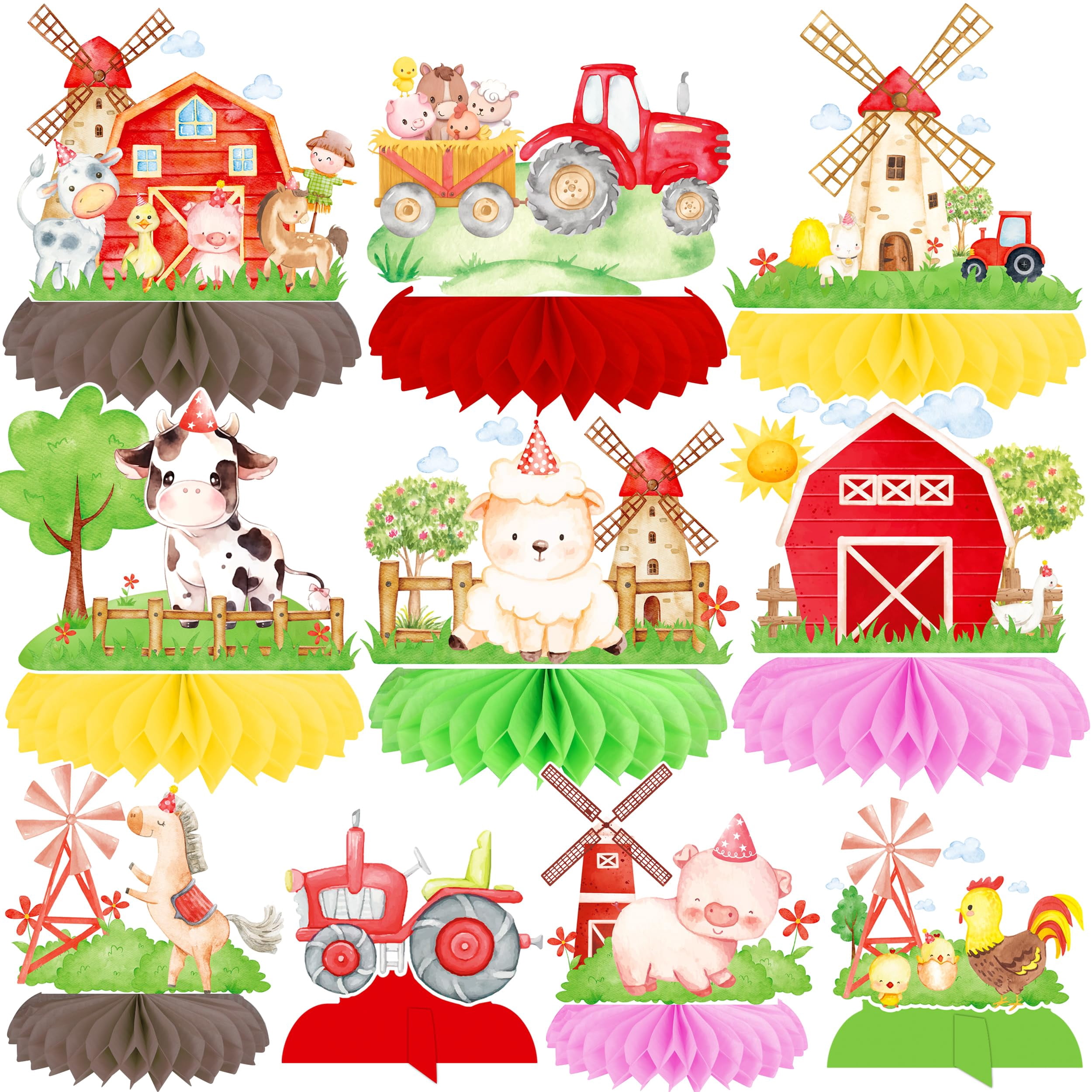 13pcs Farm Animal Party Honeycomb Centerpieces Farm themed Birthday ...