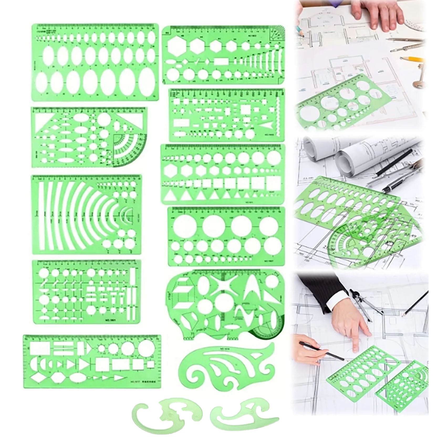 13pcs Geometric Drawing Stencils Set - Architectural Templates,Drafting ...